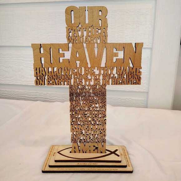 Handmade | Accents | Handmade Laser Engraved Cross With Stand The Lords ...